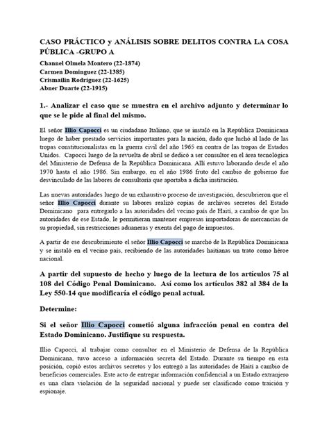 Caso PrÁctico Y AnÁlisis Sobre Delitos Contra La Cosa PÚblica Grupo A
