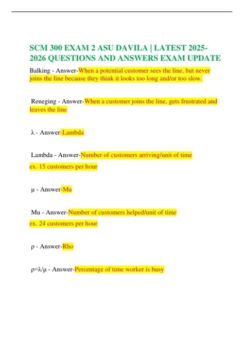 SCM EXAM ASU DAVILA LATEST QUESTIONS AND ANSWERS EXAM UPDATE SCM Stuvia US