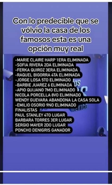 La Casa De Los Famosos Se Viraliza Lista Del Supuesto Orden De