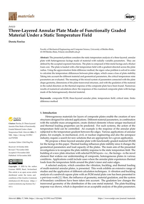 Pdf Three Layered Annular Plate Made Of Functionally Graded Material Under A Static