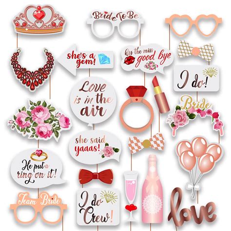 Party Propz Bride To Be Photobooth Props Kit 23pcs Cardstock Paper