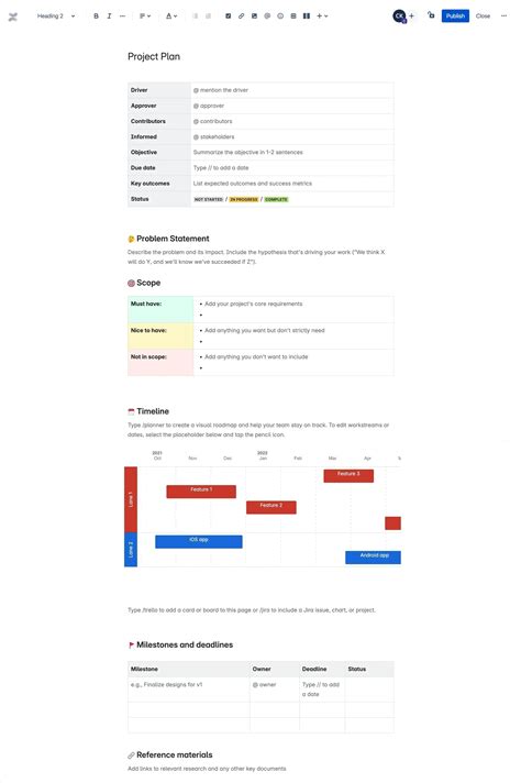 Project Plan Template Confluence