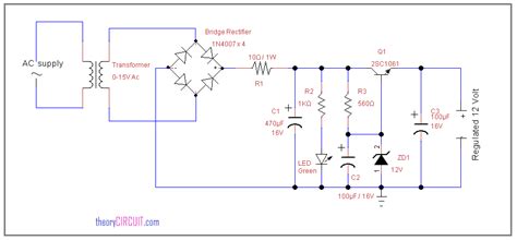 Power Supply Circuit Diagram Using Zener Diode 9v Dual Power
