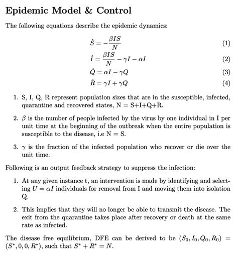 Solved The Following Equations Describe The Epidemic