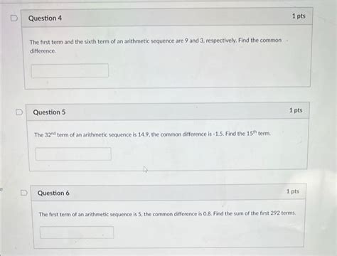Solved The First Term And The Sixth Term Of An Arithmetic