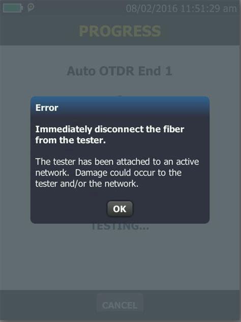 Error Connecting To Active Fiber OptiFiber Pro Fluke Networks