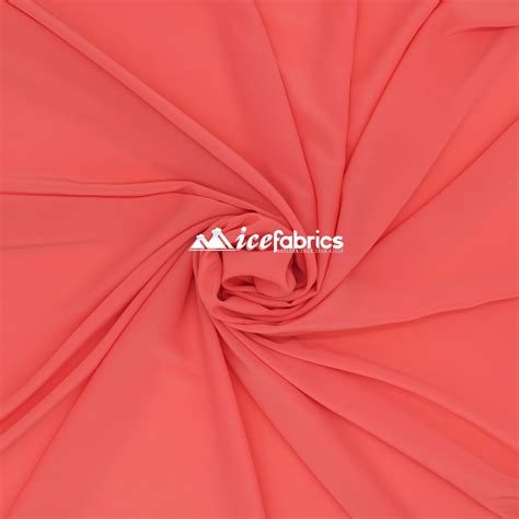 Coral Silky Stretch Chiffon Fabric By The Yard 10 Spandex Chiffon