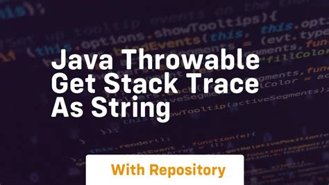 Java Throwable Get Stack Trace As String Youtube