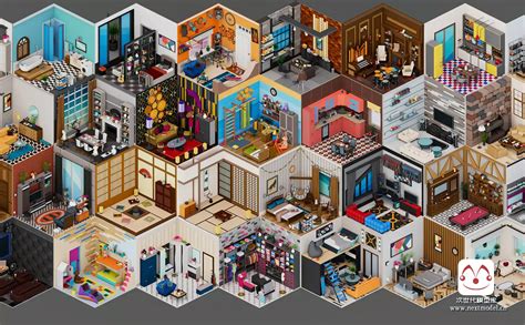 组Low Poly室内装饰场景 Unity资源 次世代模型库