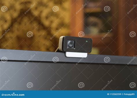 Web Camera Attached To The Monitor Equipment For Video Stock Image Image Of Supervision