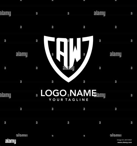 AW Monogram Initial Logo With Clean Modern Shield Icon Design Inspiration Stock Vector Image