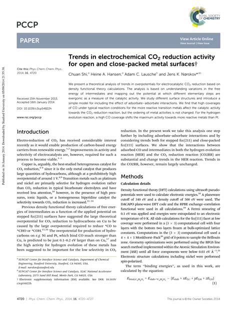 Pdf Trends In Electrochemical Co2 Reduction Activity For Open And
