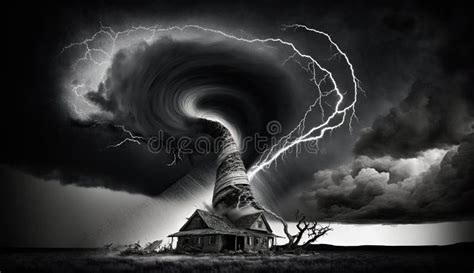 Tornado With Lightning Stock Illustration Illustration Of Catastrophe