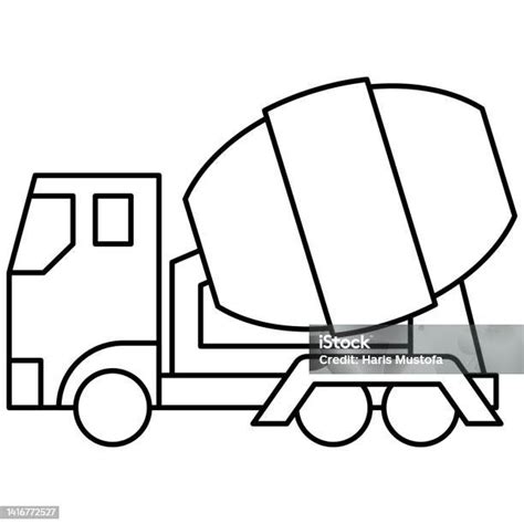 Cement Truck Line Art Icon Design Template Vector Illustration向量圖形及更多商務