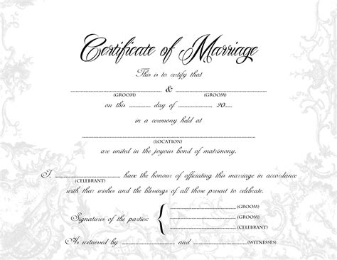 Stylish Gay Wedding Certificate Groomgroom A4 And Us Letter Size