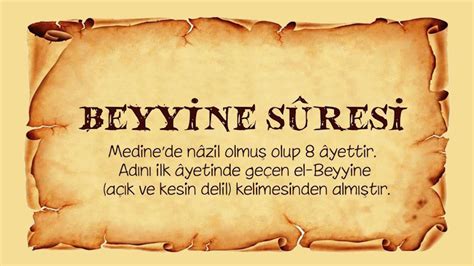 Beyyİne Suresİ Oku Beyyine Suresi Türkçe Okunuşu Diyanet Meali