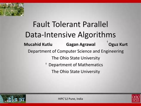 PPT Fault Tolerant Parallel Data Intensive Algorithms PowerPoint Presentation ID