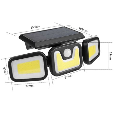 Lampa solarna zewnętrzna halogen ścienny LED COB z czujnikiem ruchu i zmierzchu IP Pilot