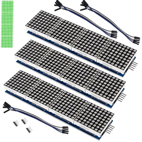 Almocn 3pcs Max7219 Dot Matrix Module 32x8 4 In 1 Led Display Modules Drive With 5pin Wires For