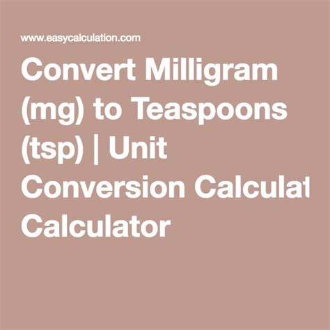 Tsp Per Milligram At Anthony Galloway Blog