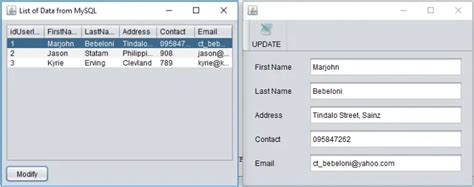 Display Data From Selected Table Row To Another Form In Java