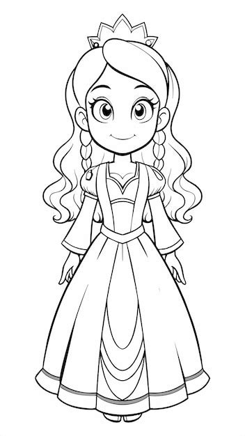 Un Dibujo De Una Chica Con Cabello Largo Y Una Trenza Larga Vector
