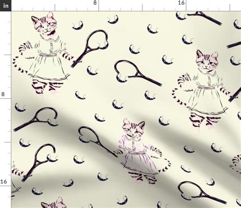 Pink And Cream Cute Kitties Hand Drawn Fabric Spoonflower