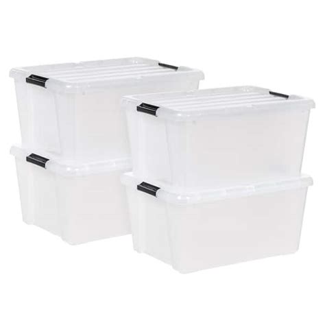 Hefty 40 Qt Clear Hi Rise Storage Bin 6 Units Hftcom 7162010665666 The Home Depot