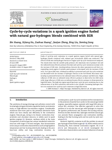 Pdf Cycle By Cycle Variations In A Spark Ignition Engine Fueled With Natural Gashydrogen