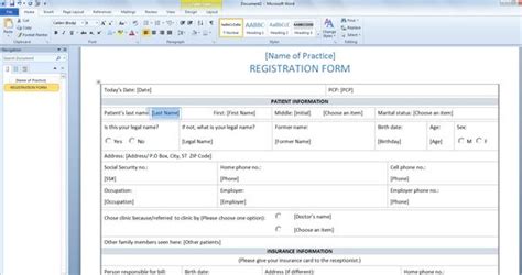 Patient Registration Form Template For Word 2013