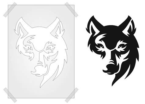 Simple Wolf Head Stencil