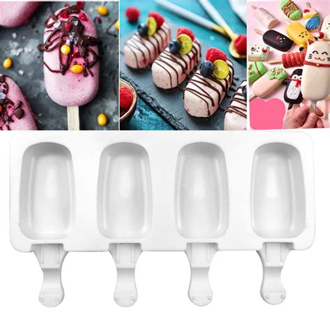 Molde De Silicona De 4 Agujeros Para Helado Bricolaje Casero