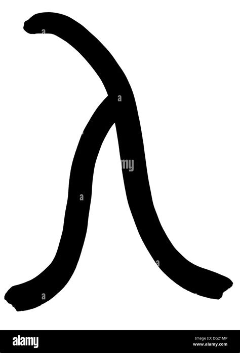 Greek Letter Lambda Hand Written In Black Ink On White Background Stock