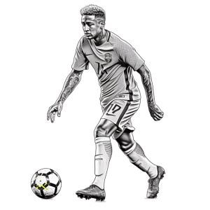 Coloriage Neymar gratuit à imprimer Joga Bonito sur papier