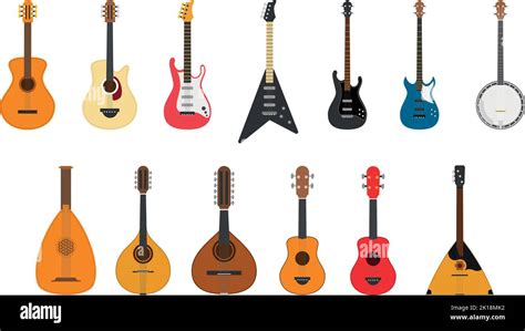 vector illustration set of string instruments playing by plucking the