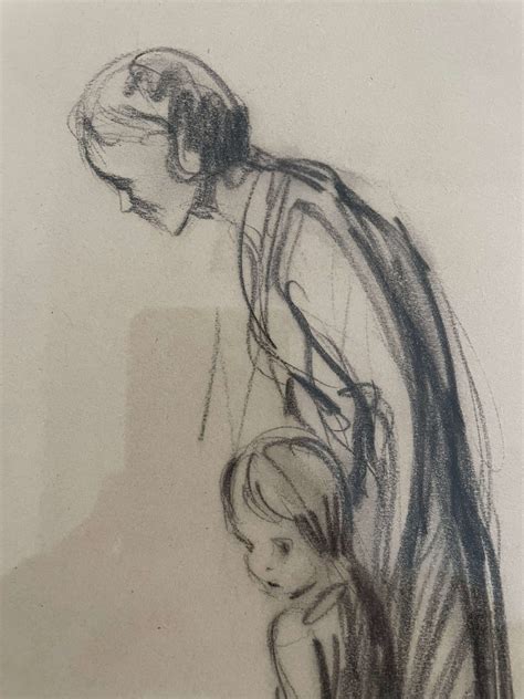 Dessin au fusain signé Roland Coudon début XXème ZazouBroc