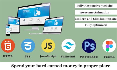 make responsive frontend website development using html css javascript