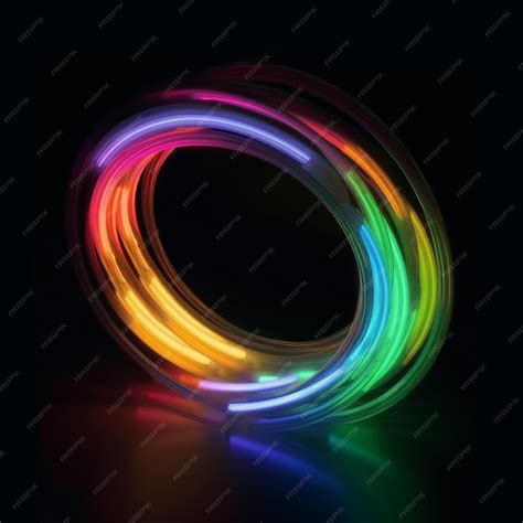 Premium Ai Image A Close Up Of A Colorful Light Up Ring On A Black