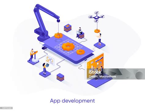 앱 개발 등대 웹 배너 모바일 응용 프로그램 디자인 전체 스택 프로그래밍 Isometry 개념 소프트웨어 개발 3d 씬 디지털