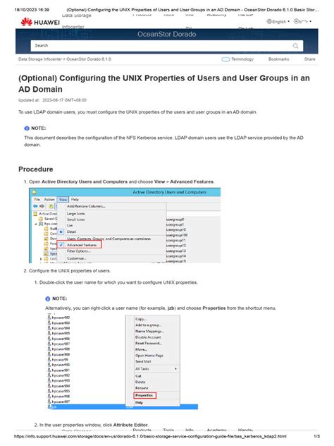 optional configuring the unix properties of users and user groups in