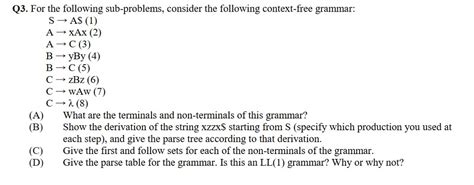 Solved Q3 For The Following Sub Problems Consider The Chegg Com
