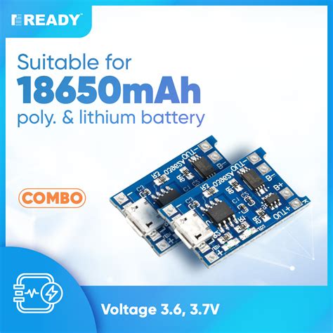 Micro Usb 5v 1a Tp4056 Lithium Battery Charger Module Charging Board With Protection Dual