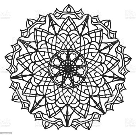 Monochrome Hand Drawn Floral Mandala Antistress Coloring Page For