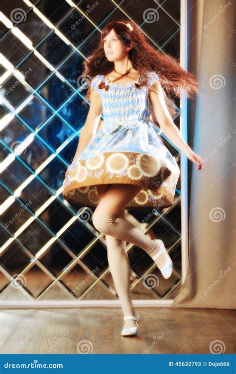 Very Gentle Beautiful Girl In Style Of An Anime Dancing Stock Image