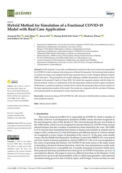 PDF Hybrid Method For Simulation Of A Fractional COVID Model With Real Case Application