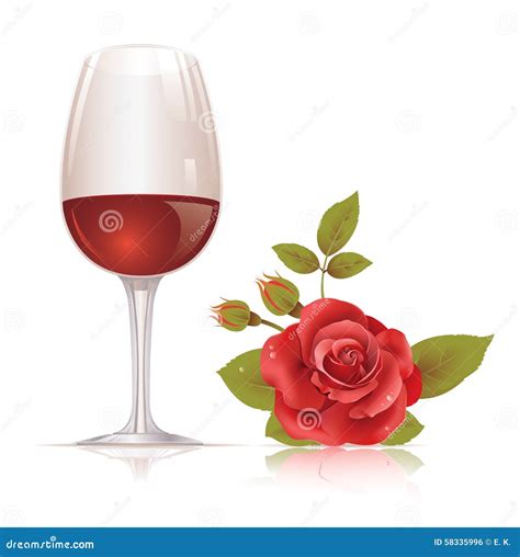 Wine Glass And Red Rose Stock Vector Image 58335996