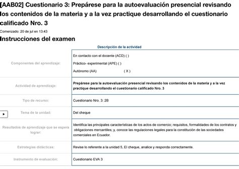 Examen AAB02 Cuestionario 2 Prepárese y conteste las preguntas