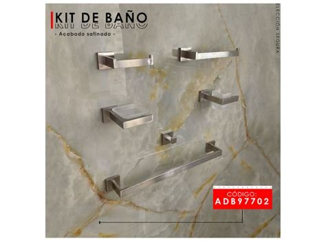 Ripley ACCESORIOS PARA BAÑO XM ACERO INOXIDABLE KIT PIEZAS SATINADO