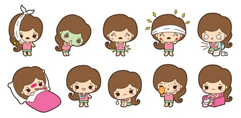 Kawaii Girl Clip Art Cute Girl Clipart Sick Girl Clipart Etsy Australia