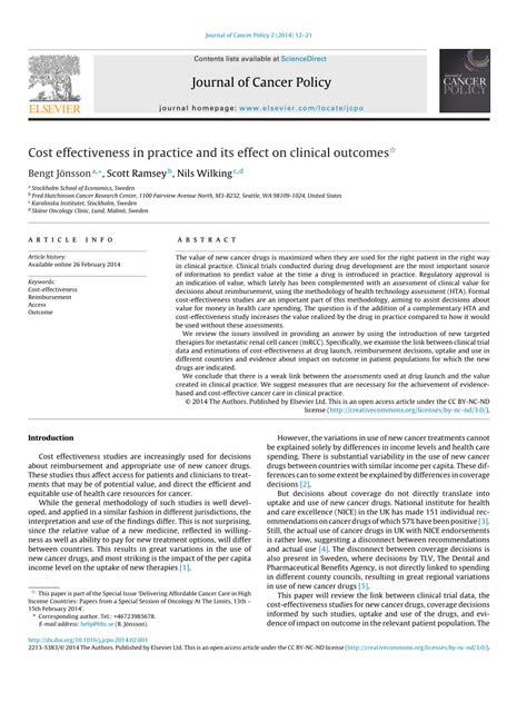 Pdf Cost Effectiveness In Practice And Its Effect On Clinical Outcomes